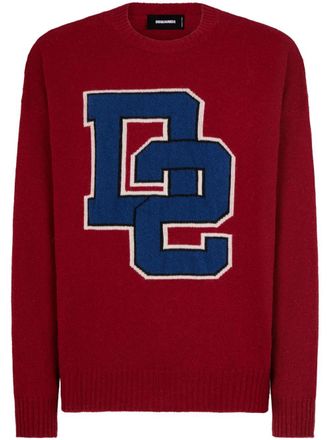Dsquared2 pull &agrave; logo en jacquard - Rouge