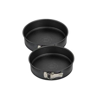 Zenker 9338050B88 Ensemble de 2 Moules à manqué à charnière 26 cm Black Metallic Kuchenform, Stahl, Schwarz