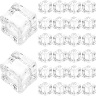 Cabilock K&uuml;nstliche Eisw&uuml;rfel 18mm Acryl Transparent 130 St&uuml;ck Wiederverwendbare Eisdekoration f&uuml;r Halloween Weihnachten und Party Tischstreuer
