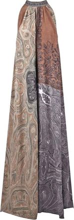 Pierre-Louis Mascia Femme, Robes, Beige, Taille: 40 FR Silk Patchwork Maxi Dress