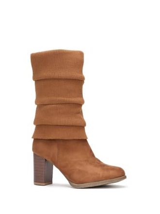 La Modeuse Bottes à talon en suédine et maille