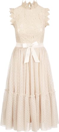 Apart Fashion Damen Apart Lace With Tulle Skirt and Polka Dot Tulle Special Occasion Dress, Weiß, S EU