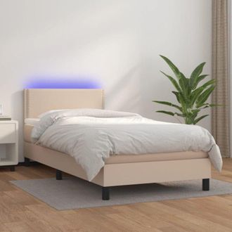 vidaXL Boxspringbett mit Matratze & led Cappuccino-Braun 80x200cm Vidaxl