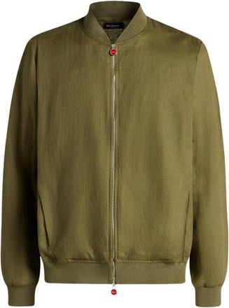 Kiton Homme, Vestes, Vert, Taille: 3XL Veste en lin pur avec fermeture &eacute;clair