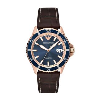 Emporio Armani Montre &agrave; Trois Aiguilles et Date - Homme - Accessoires - Bleu - Taille: ONE Size