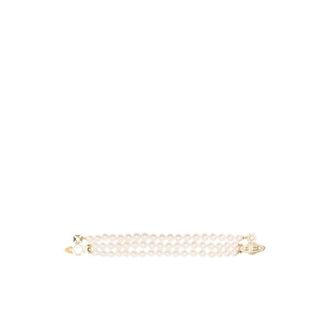 Vivienne Westwood Femme, Accessoires, Beige, Taille: ONE Size Orb-Plaque Double Pearl Bracelet