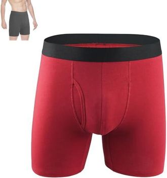 Generic Boxer pour homme ultra absorbant pour incontinence, sous-v&ecirc;tements dincontinence pour homme avec ouverture sur le devant, anti-fuites, Rouge, XXL