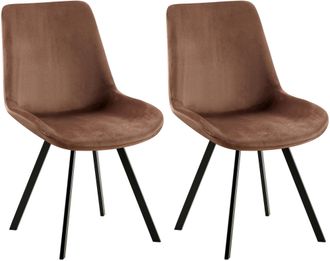 Clp 2er Set Esszimmerstuhl Lewes mit Samtbezug I 360 Grad drehbarer Polsterstuhl I K&uuml;chenstuhl mit R&uuml;ckenlehne, Farbe:braun