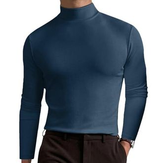 Generic T-shirt &agrave; col montant pour homme, tissu extensible et respirant, style moderne pour la gym ou les tenues d&eacute;contract&eacute;es, bleu marine, XXL