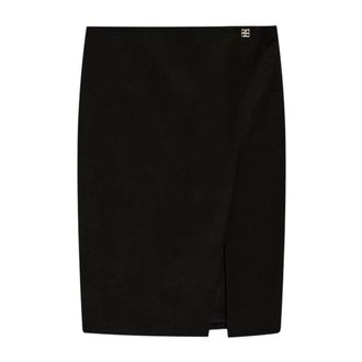 Givenchy Schwarzer Rock mit Metall-Logo-&Ouml;ffnung - - Skirts - Damen - Schwarzk - S