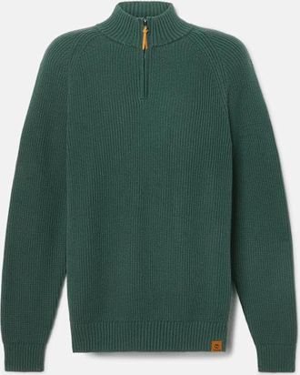 Timberland Strukturierter Williams River Pullover mit 1/4-Rei&szlig;verschluss f&uuml;r Herren in Dunkelgr&uuml;n, Herren, Gr&uuml;n, Gr&ouml;&szlig;e