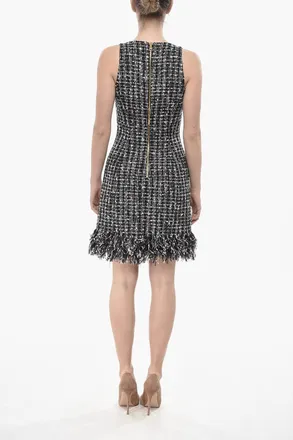 Balmain Sleeveless Tweed Sheath Dress With Front Buttons Balmain