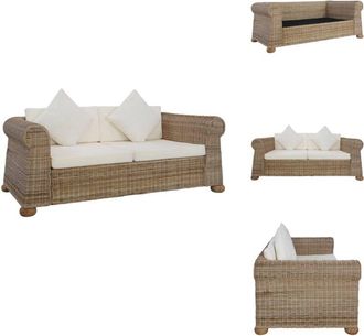 vidaXL Vidaxl - 2-Sitzer-Sofa mit Kissen Natur Rattan - Ratansofa - Gartenm&ouml;bel - Outdoor M&ouml;bel - Lounge Set - Esszimmerstuhl