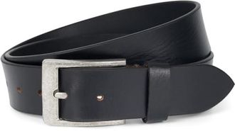 styleBREAKER Ceinture en cuir de boeuf unisexe Couleurs unies avec surface vein&eacute;e et boucle bross&eacute;e, ajustable 03010126, couleur:Noir, taille:90cm