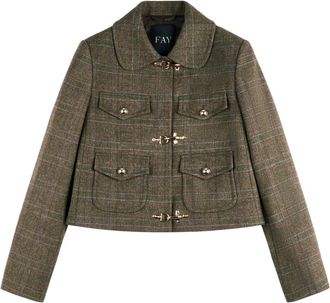 Fay Giacca Bott. Mezza Sfera +3 Ganci - Femme - Vestes - Vert - Taille: 42 FR