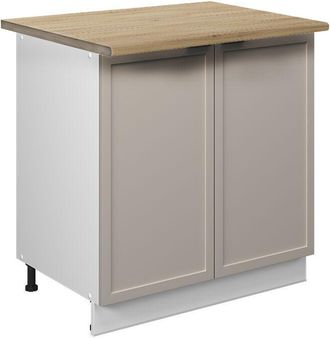 Vicco Meuble bas sous-&eacute;vier Fame-Line, GrisBeige, 80 cm avec &eacute;tag&egrave;re, pt Ch&ecirc;ne