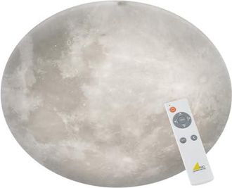Trio Leuchten LED Deckenleuchte Lunar 627516000, Acryl mit Mondmotiv, Mondphase wechselbar, 1 x 40 Watt LED, Helligkeit einstellbar, Nachtlich Funktion, inkl. Fernb