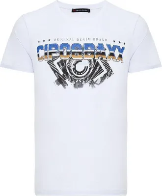Cipo & Baxx T-Shirt T-Shirt extravaganter Marken-Schriftzug