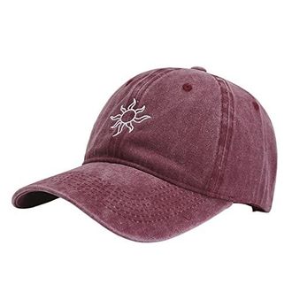 Generic Casquette de baseball tendance pour homme et femme avec boucle en denim, visi&egrave;re pare-soleil pour grandes t&ecirc;tes, Rouge, Taille unique