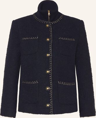 Sandro Sandro Bouclé-Jacke Mit Abnehmbaren Stehkragen Und Glitzergarn blau