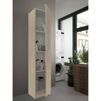 Dmora Armoire à usages multiples Clearwater, Armoire auxiliaire avec 1 porte, Armoire à chaussures avec étagères, Range-chaussures vertical, cm 37x37h180