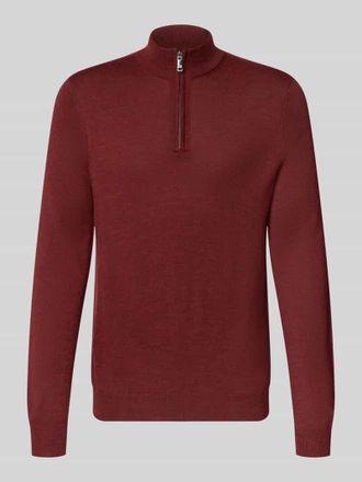Christian Berg Slim Fit Strickpullover aus Woll-Mix mit Troyer-Kragen