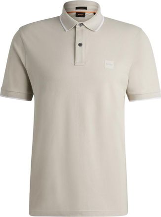 HUGO BOSS Piqu&eacute;-Poloshirt mit gummiertem Label-Emblem, Slim Fit in