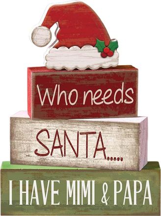 Generic Weihnachts-Tablett-Dekoration - Weihnachts-Blockschilder, Weihnachts-Tischdekorationen | H&ouml;lzerne Tischdekoration Mit Weihnachtsmannm&uuml;tze F&uuml;r, K&uuml;che, 