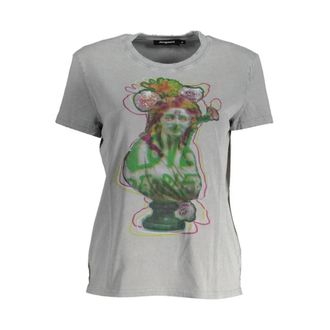 Desigual Blumige Bust Graphic Tee - - Tops - Damen - Grau - 2XL