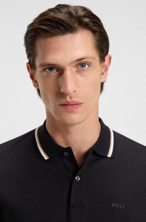 BOSS Poloshirt Penrose 38 aus Baumwolle mit gestreiftem Kragen, slim fit
