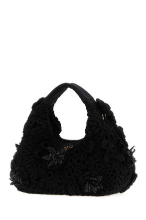 Ganni Womens Black Crochet Handbag Borse A Mano Bag