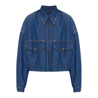 Versace Femme, Vestes, Bleu, Taille: 36 FR Veste en jean coupe ample