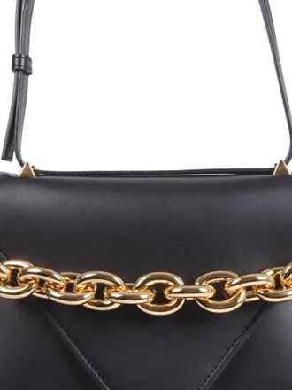 Bottega Veneta Womens Envelope Bag Suede Black Leather Shoulder