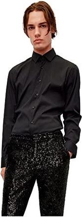 HUGO BOSS Hommes Kenno Chemise Slim Fit en Popeline de Coton m&eacute;lang&eacute;