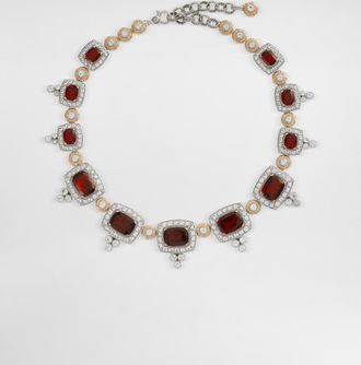 Dolce & Gabbana Eleganza Necklace 18-carat White And Rose Gold, Garnets, And Sapphires - Frau Ketten White Onesize