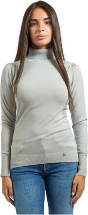 Yes-Zee YES Zee, Femme, Pulls, Gris, Taille: 46 FR Pull &agrave; Col Roul&eacute; Manches Bouffantes