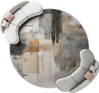 Generic Tapis Lavable et Antid&eacute;rapant Beige pour Salon Salle &agrave; Manger Chambre Adulte et Ado Cuisine - Tapis Motif Abstrait Antique Shabby Chic, Poil Ras Doux 