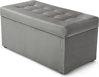 MG Design Polsterhocker 45 x 90 cm Grau mit Stauraum (ca. 100 L), belastbar bis 300 kg, sofort einsatzbereit & pflegeleicht - f&uuml;r Wohnzimmer, Schlafzimmer & Flu