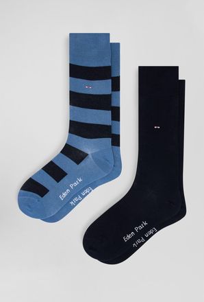 Eden Park Lot De 2 Paires De Chaussettes Cercl&eacute;es Ciel Et Marine En Coton Stretch
