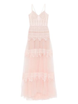 Saiid Kobeisy robe longue en dentelle - Rose