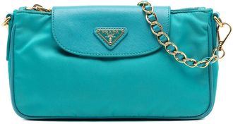Prada Hobo Bags - Saffiano Trimmed Tessuto Chain Crossbody - Gr. unisize - in Blau - f&uuml;r Damen