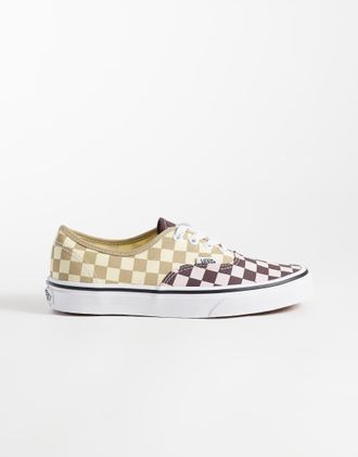 Vans Authentic Sneaker mit Schachbrettmuster in Beige und Lila-Multi