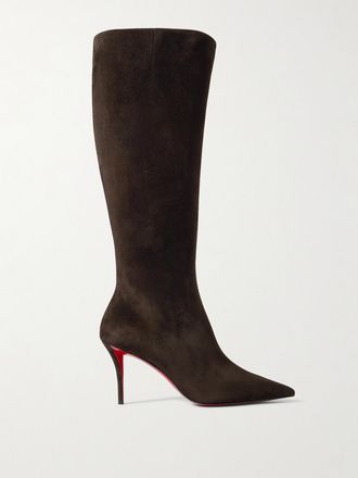 Christian Louboutin Bottes En Daim Miss Z 80 - Marron