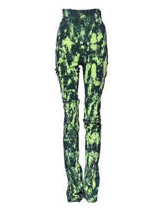 Dolce & Gabbana Womens Green Splash High Waist Denim Jeans Cotton Clothing