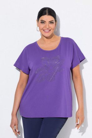 Ulla Popken T-Shirt T-Shirt Bl&uuml;te oversized Rundhals Halbarm