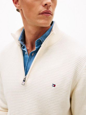 Tommy Hilfiger Strickpullover SEASONAL STRUCTURE ZIP MOCK Regular fit mit Troyerkragen