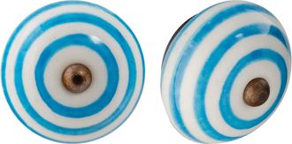 Nicola Spring Möbelknöpfe aus Keramik - Streifen-Design - Hellblau - 12 Stück