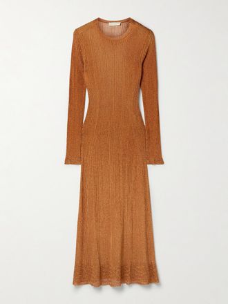 Ulla Johnson Simone Midikleid Aus Metallic-rippstrick