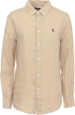 Ralph Lauren Femme, Blouses et Chemises, Brun, Taille: 42 FR Classic Fit Linen Shirt