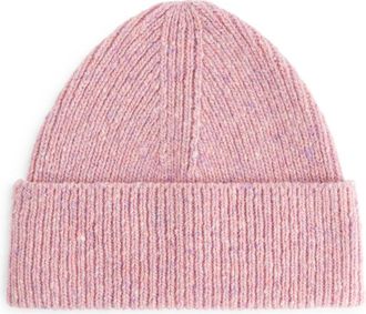 Arket Gerippte Beanie Aus Wollmischung -Rosa